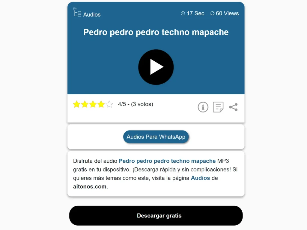 Cómo descargar el Audio del Mapache Pedro en MP3